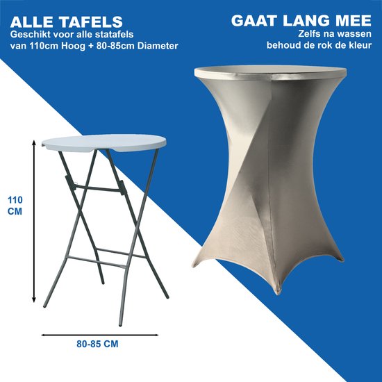 Statafelrok Zilver – ∅ 80-85 x 110 cm - Statafelhoes met Draagtas - Luxe Extra Dikke... | bol