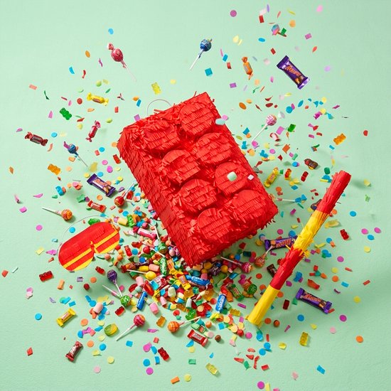 Pinata set - 3-delig - bouwsteen - rood-geel | bol