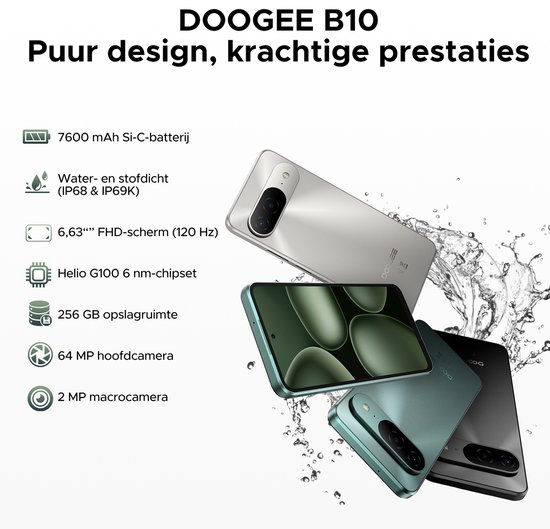 DOOGEE B10 4G - Robuuste smartphone - Robuuste telefoon - 48GB RAM ...