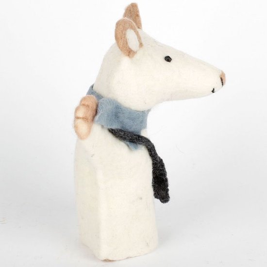 Vilten handpop muis wit 24 cm | bol