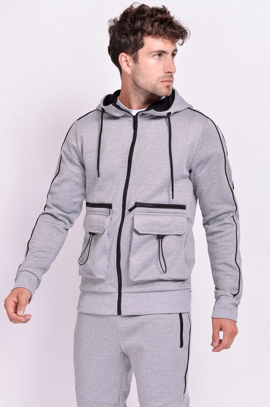 JC Blue Trainingspak Heren – Grijs Contrast - Tracksuit heren ...