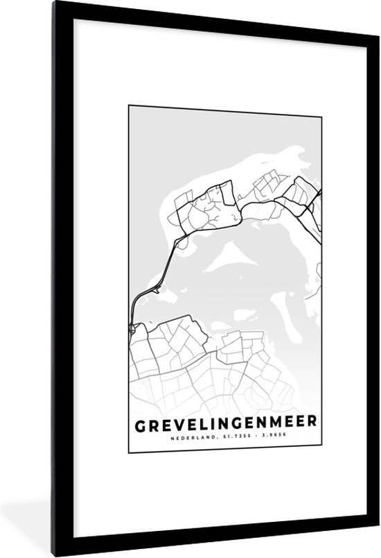Fotolijst incl. Poster - Kaart - Grevelingenmeer - Stadskaart ...