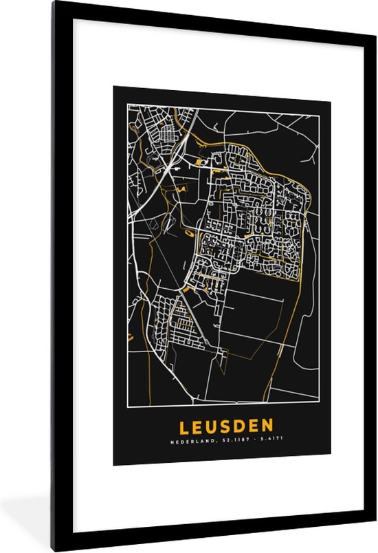 Fotolijst incl. Poster - Leusden - Stadskaart - Goud - Kaart ...