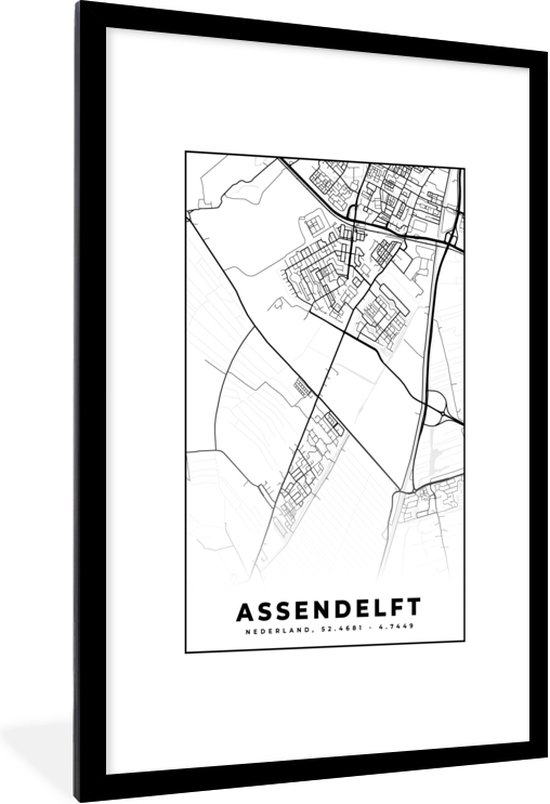 Fotolijst incl. Poster - Assendelft - Plattegrond - Kaart - Stadskaart ...