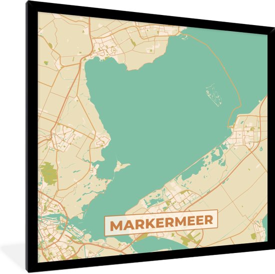 Fotolijst incl. Poster - Vintage - Markermeer - Stadskaart - Kaart ...