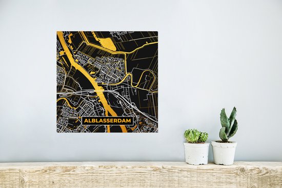 Poster Plattegrond - Alblasserdam - Kaart - Stadskaart - Goud - 30x30 ...