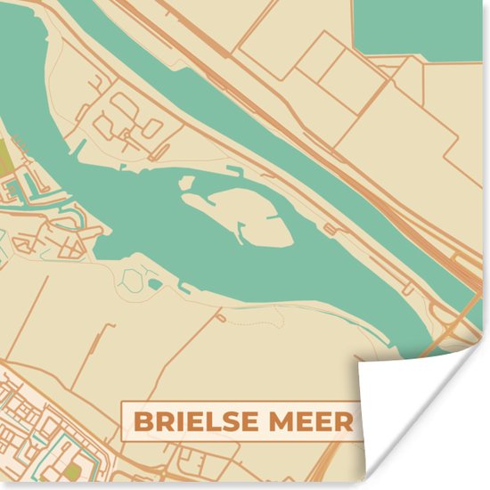 Poster Brielse Meer - Stadskaart - Kaart - Vintage - Plattegrond ...