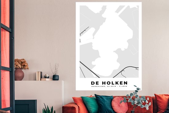 Poster Friesland - De Holken - Kaart - Plattegrond - Stadskaart ...