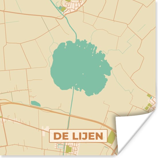 Poster Vintage - De Lijen - Kaart - Plattegrond - Stadskaart - 30x30 cm ...