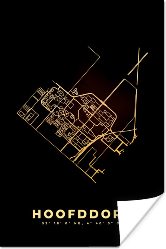 Poster Stadskaart - Kaart - Plattegrond - Hoofddorp - 120x180 cm XXL | bol