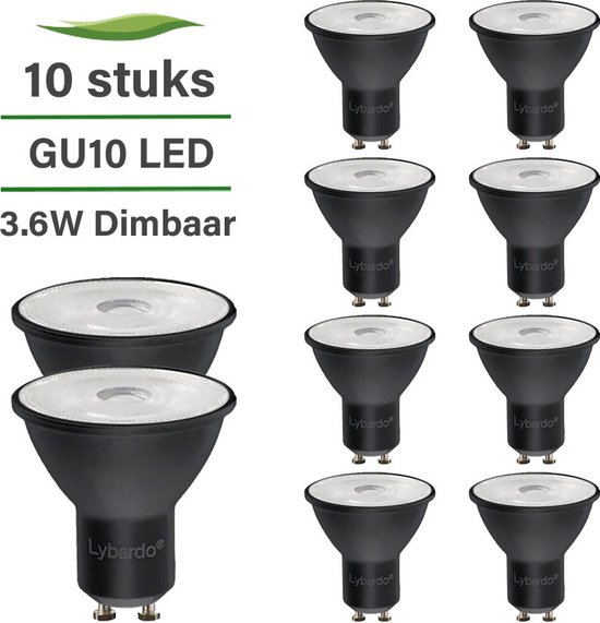 Gu10 Led Lamp Zwart 10 Pack 3 6w Dimbaar 2700k Warm Wit