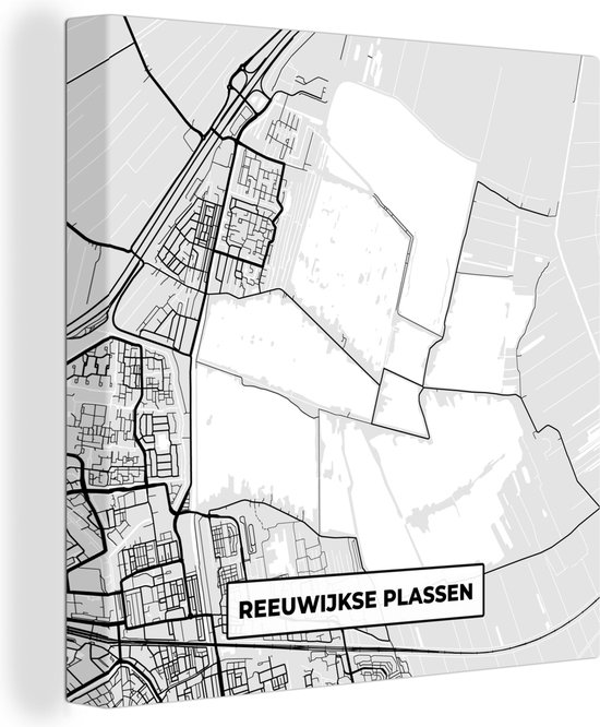 Canvas Schilderij Nederland - Reeuwijkse Plassen - Kaart - Stadskaart ...