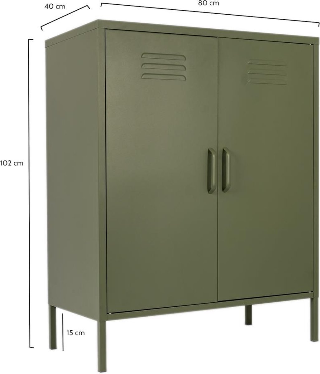 MaximaVida metalen lockerkast Finn 80 x 40 x 102 cm olijfgroen - 2 ...