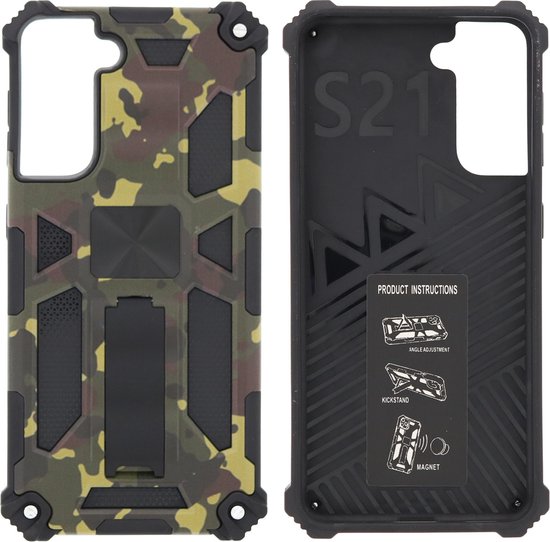Hoesje Geschikt Voor Samsung Galaxy S21 Hoesje - Rugged Extreme Backcover Army... | bol