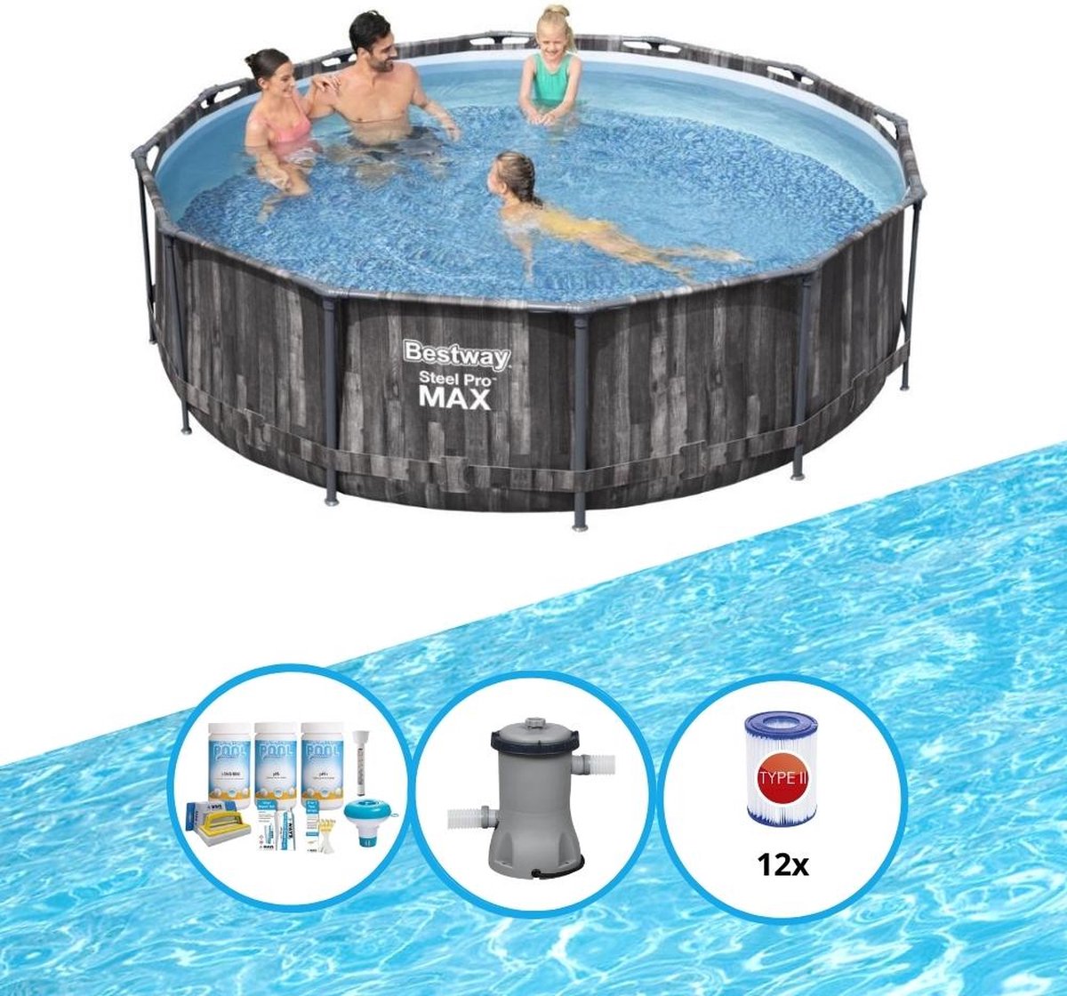 Bestway - Zwembad Steel Pro MAX - Rond - Zwembad Bundel - 366x100 cm ...