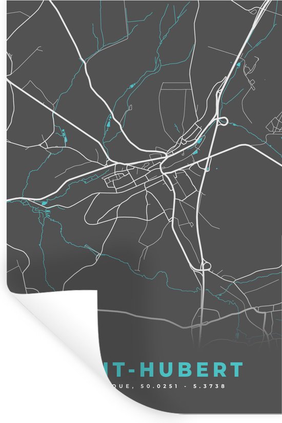 Stickers muraux - België - Saint Hubert - Plan de ville - Carte - Blauw ...