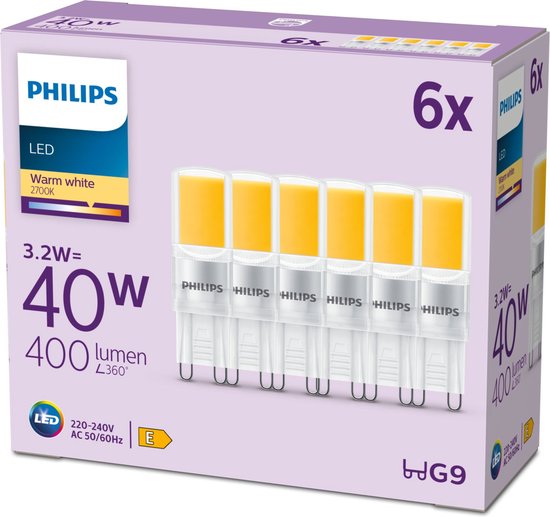 Philips LED Capsule - 40 W - G9 - Warmwit licht - 6 stuks | bol.com