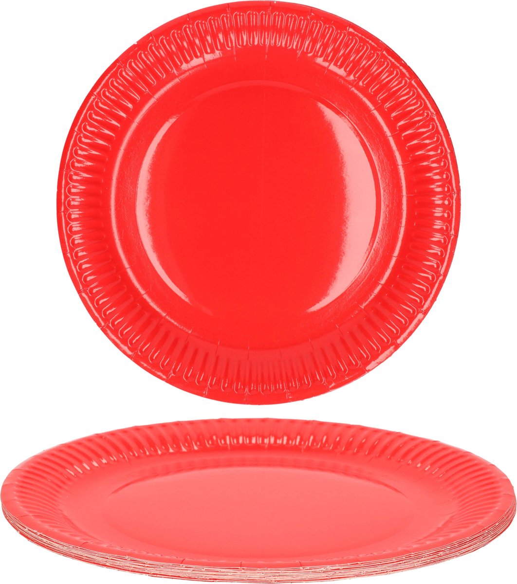 30x Rode bordjes van karton rond 23 cm - Wegwerpborden van karton ...