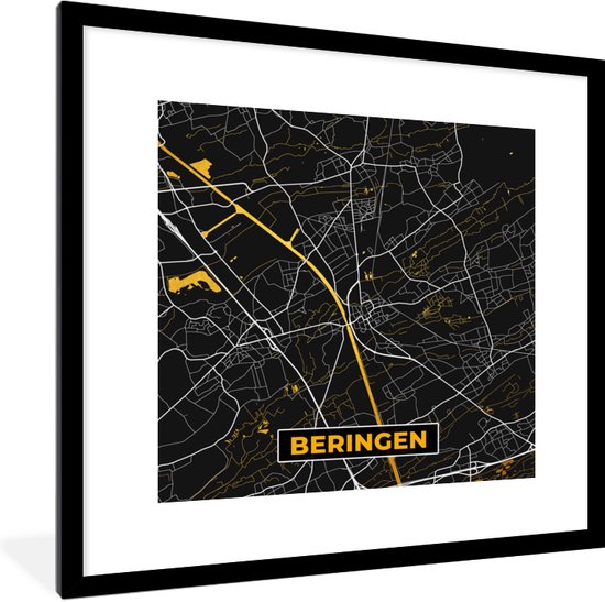 Fotolijst incl. Poster - Kaart - Black & gold - Beringen - Plattegrond ...