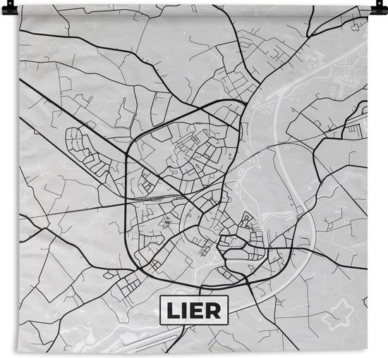 Wandkleed - Wanddoek - België – Lier – Stadskaart – Kaart – Zwart Wit ...