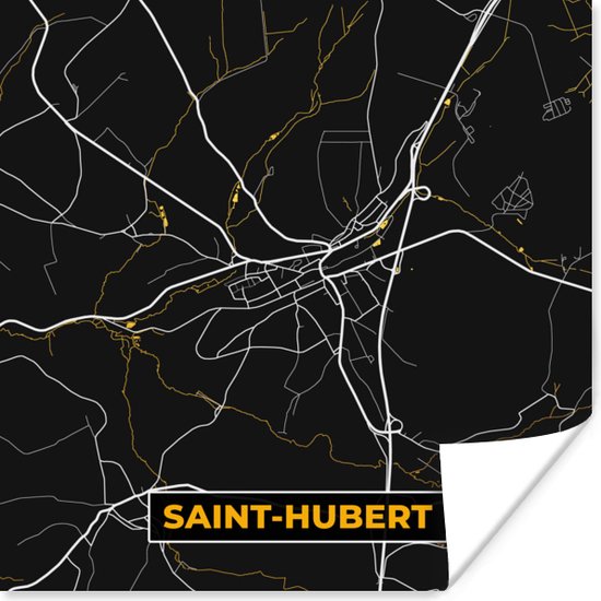 Poster Stadskaart - Plattegrond - Saint-Hubert - Gold - Kaart - 50x50 ...