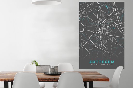 Poster België – Zottegem – Stadskaart – Kaart – Blauw – Plattegrond ...