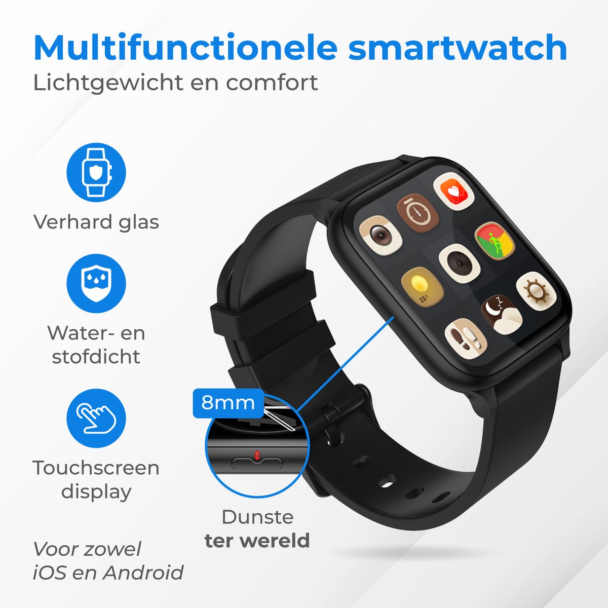 Nuvance - Smartwatch voor Dames en Heren - Android & IOS - HD IPS ...
