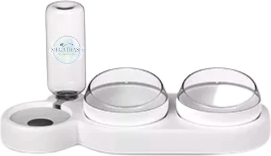 MegaTrash 3 in 1 Voerbak – Waterfontein Kat en Hond – Dubbele voerbak ...