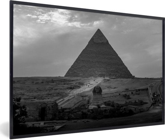 Posters Zwart Wit - De grote Sfinx van Giza voor de Piramide van Khafre ...