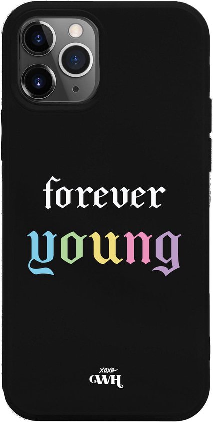 iPhone 12 Pro - Forever Young Black - iPhone Rainbow Quotes Case | bol.com