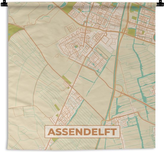 Wandkleed - Wanddoek - Assendelft - Stadskaart - Vintage - Kaart ...