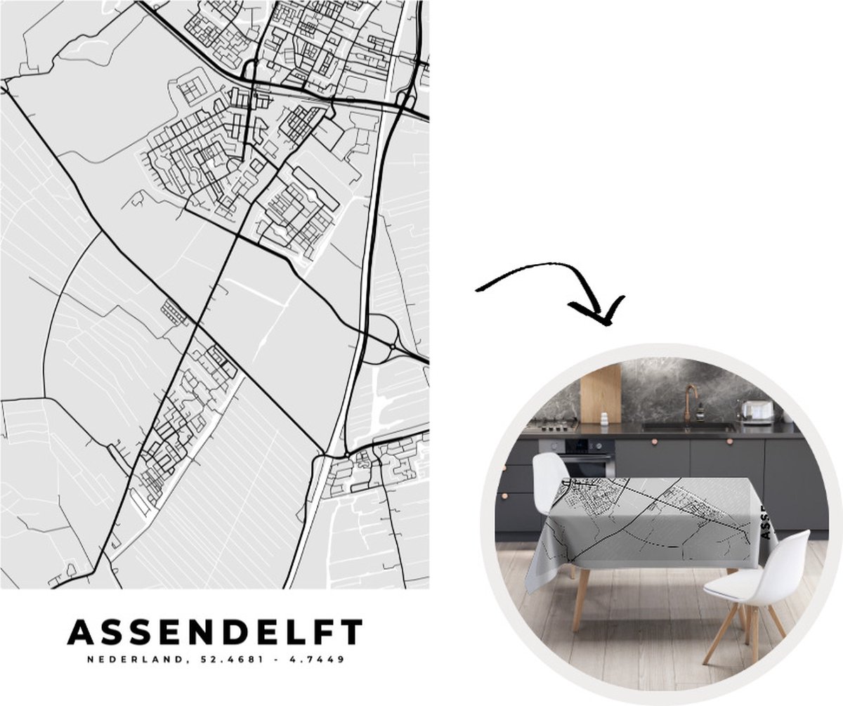Tafelkleed - Tafellaken - 130x200 cm - Plattegrond - Assendelft ...