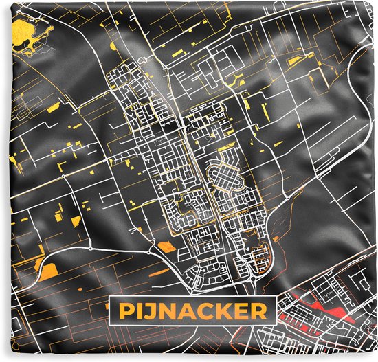 Kussenhoes 40x40 cm - Pijnacker - Stadskaart - Plattegrond - Kaart ...