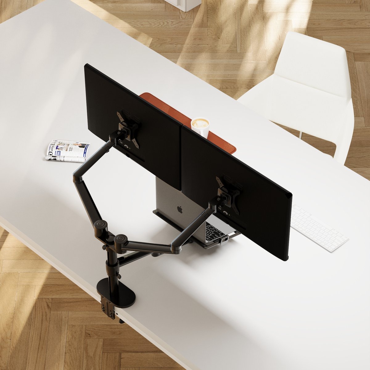 Alberenz® dubbele monitorarm met laptop standaard - voor 2 schermen ...