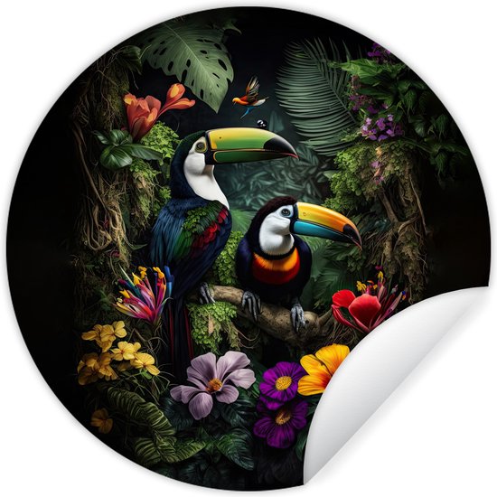 WallCircle - Muurstickers - Behangcirkel - Toekan - Bloemen - Tropisch - Jungle -... | bol
