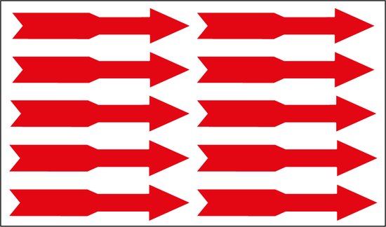 Pijl sticker standaard, rood 45 x 9 mm - 10 per vel | bol.com