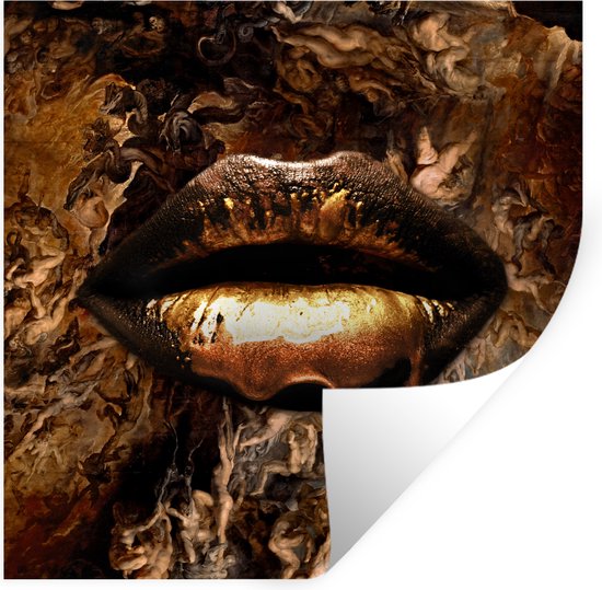 Muurstickers - Sticker Folie - Goud - Lippen - Luxe - 120x120 cm ...