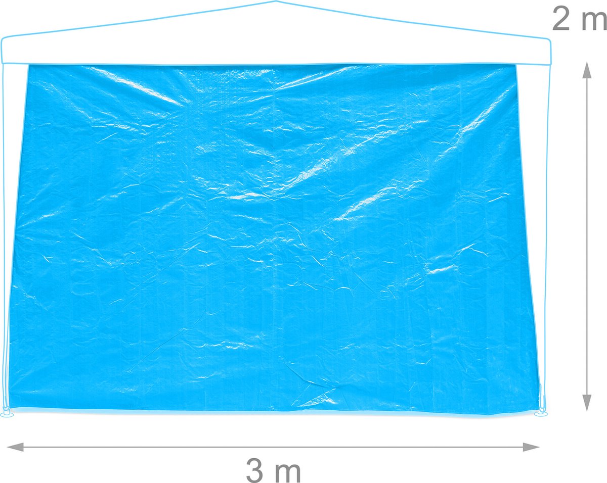 Relaxdays zijwand partytent - 2 x 3 m - set van 3 - zijkant met raam ...