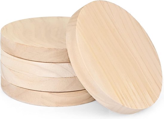 Houten stukken, 5-rond, houten log schijven, ronde natuurlijke houten ...