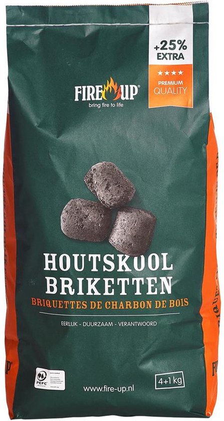 Fire-up houtskool briketten - 2x zak met 5 kilo - BBQ/Barbeque ...