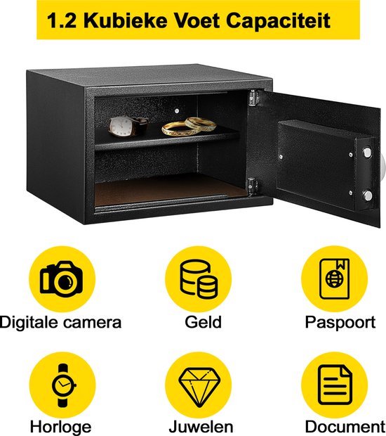 VEVOR- Kluisje met Cijferslot - Kluis met 2 Sleutels Voor Noodgevallen ...