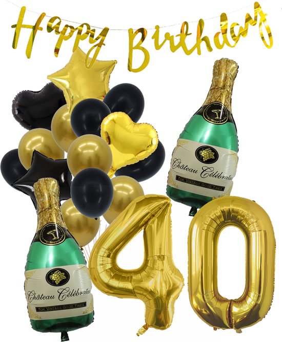 40 Jaar Verjaardag Cijferballon 40 - Feestpakket Snoes Ballonnen Pop ...