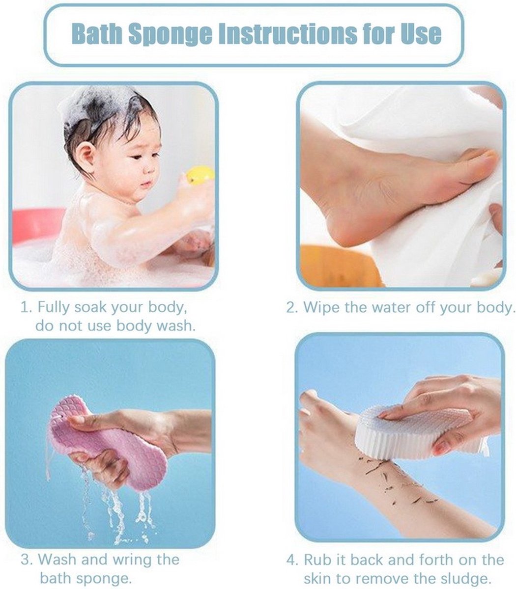 Zachte Spons Body Scrubben Bad Ex foliërende Scrub Spons Douche Borstel ...
