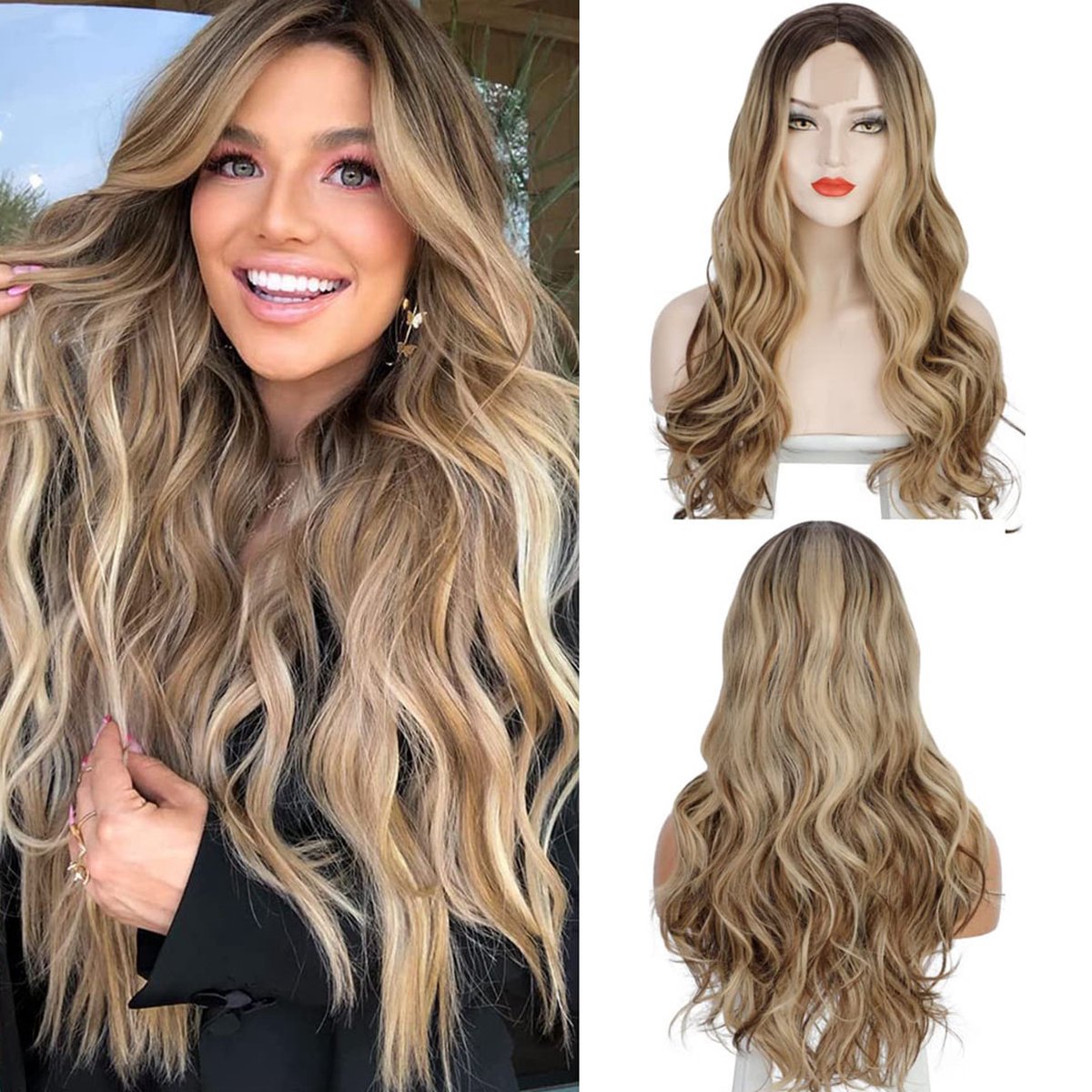 Gratyfied - Pruiken Dames - Pruiken Dames Lang Haar - Pruik Blond - 68 ...