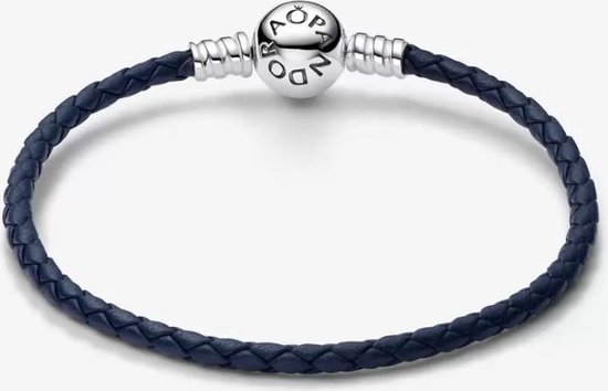 Pandora Moments Blauwe gevlochten Leren Armband 592790C01-S3 | bol