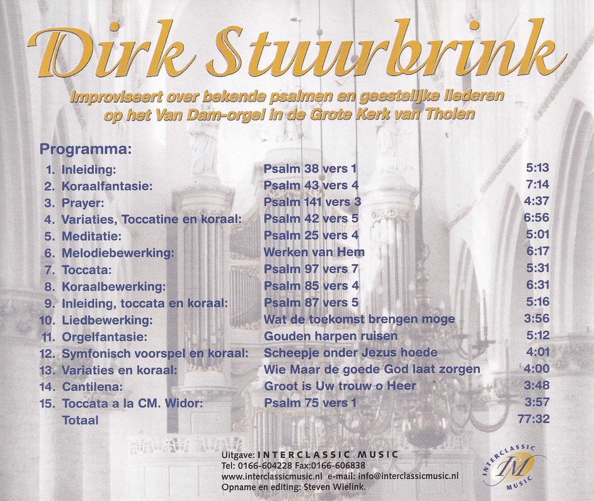 Dirk Stuurbrink improviseert over bekende psalmen en geestelijke liederen op het Van... | bol.