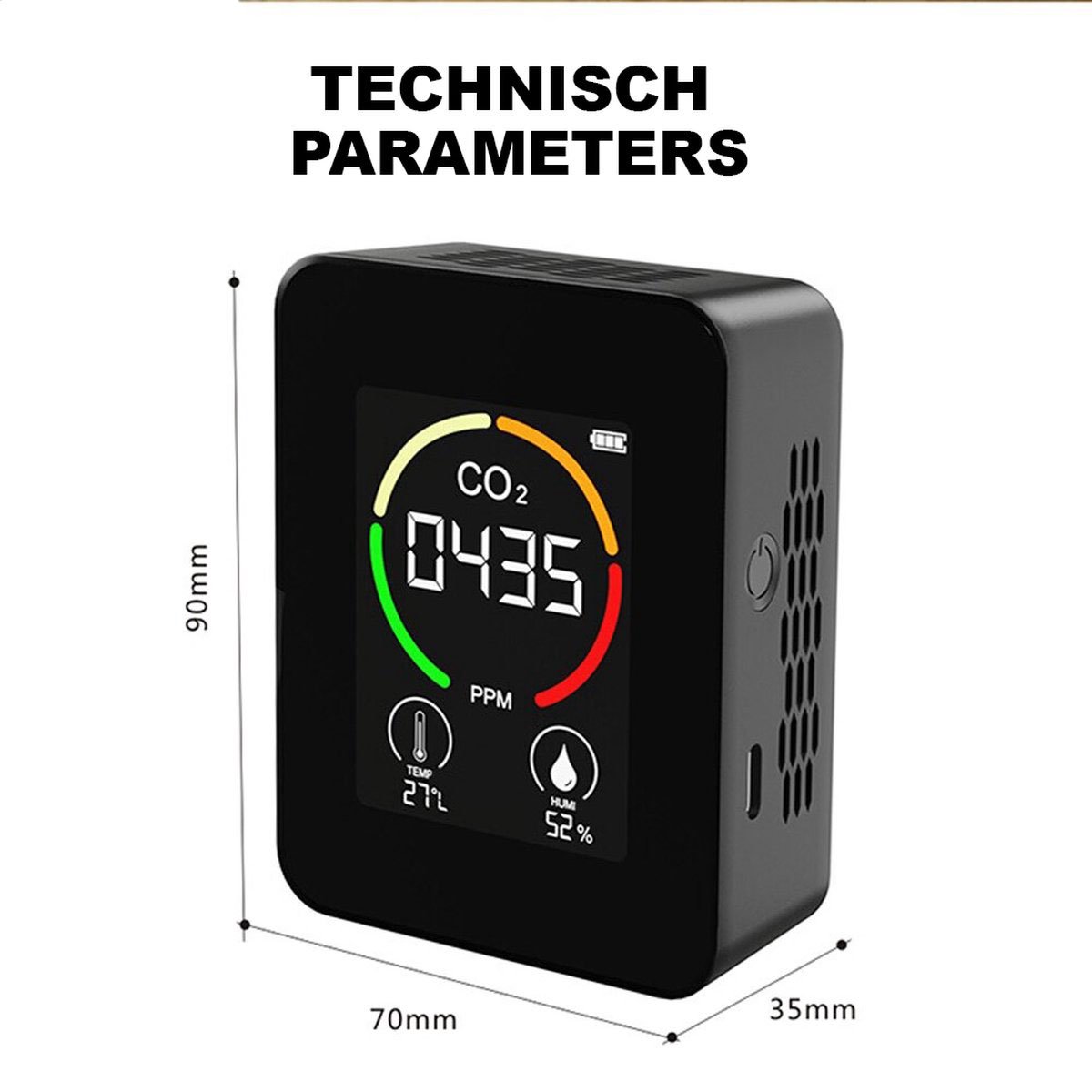 CO2 Meter - Digitale Meter - CO2 Meter met LCD-scherm - Luchtkwaliteit ...