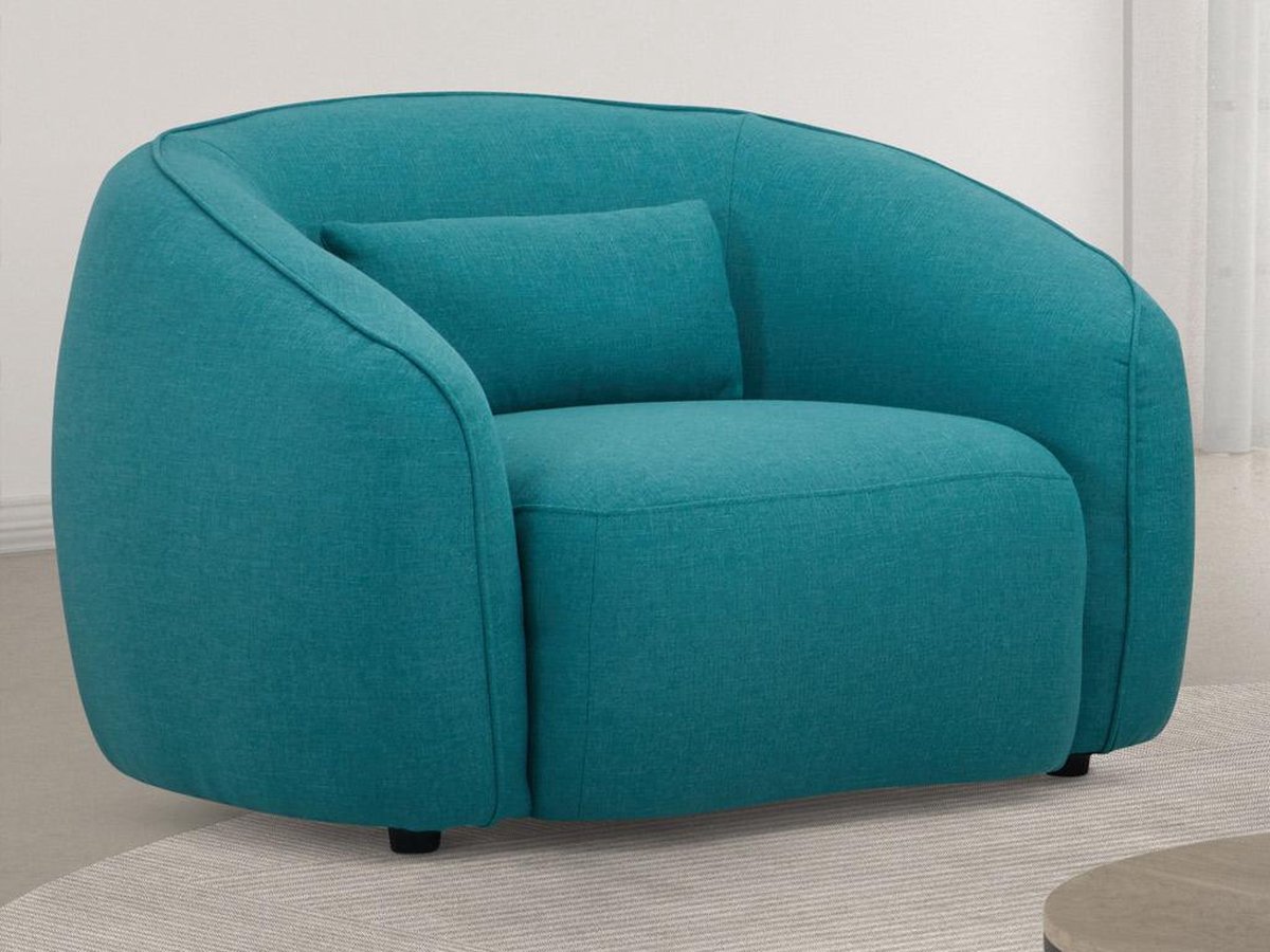 3-zits-slaapbank van turquoise-blauwe stof STEFIAN L 230 cm x H 76 cm x ...