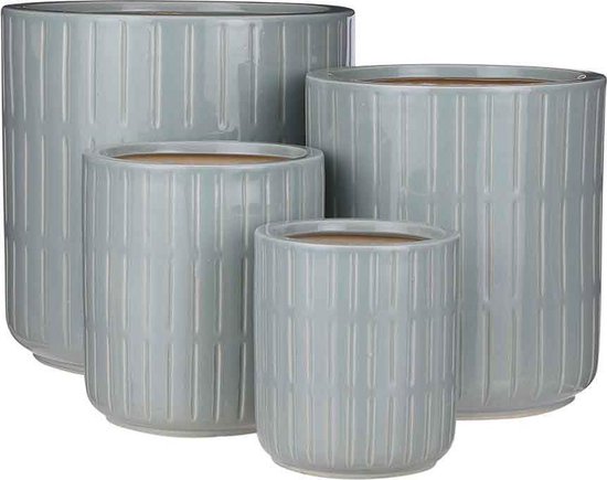 Mica Decorations Lars Ronde Pot - H29 x Ø29 cm - Set van 4 - Mintgroen ...