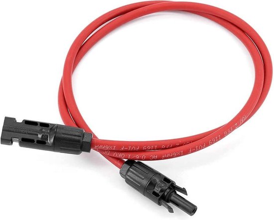 Solarkabel met MC4 connectoren - 6mm² - Rood - 1 meter | bol.com